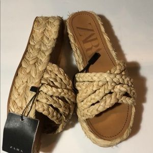 Zara | Shoes | Nwt Zara Raffia Wedge Platform Slides | Poshmark